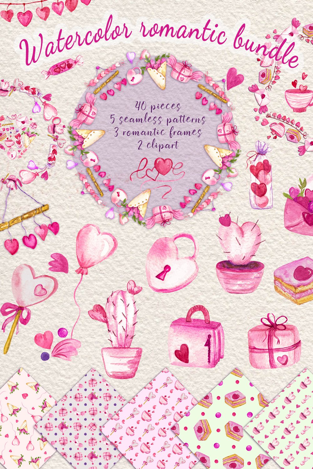 Watercolor romantic bundle