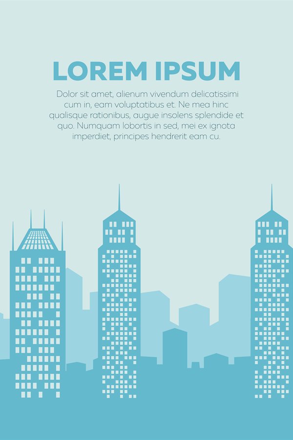 City landscape background - poster with downtown silhouettes
