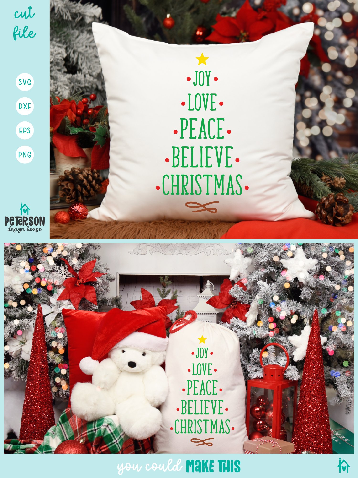 Christmas Tree Word Art SVG Cut File