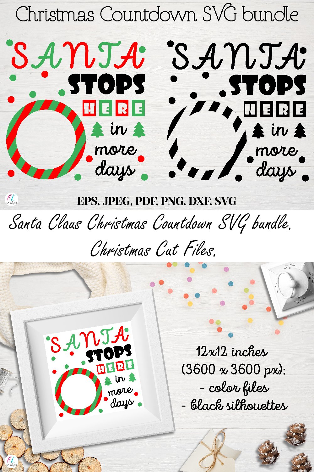 Santa Claus Christmas Countdown SVG bundle.