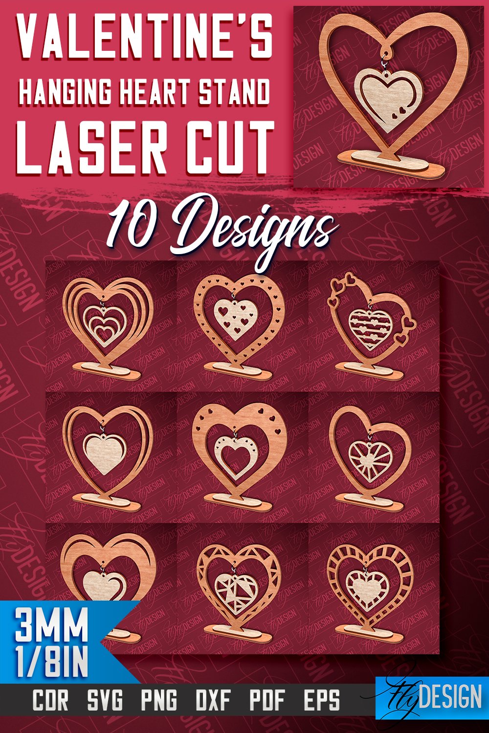 Valentine's Hanging Heart Stand Laser Cut (2932730)