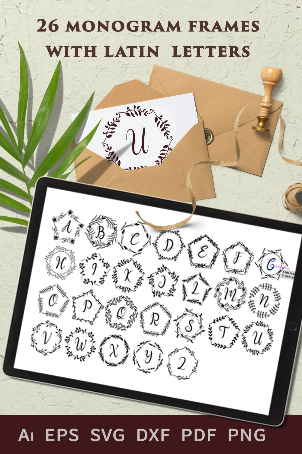 Set of botanical monograms with latin letters