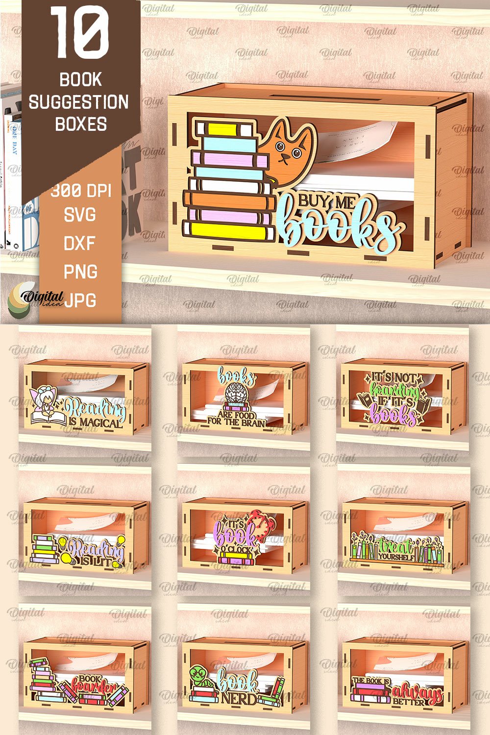 Book Suggestion Boxes Laser Cut Bundle. Suggestion Boxes SVG