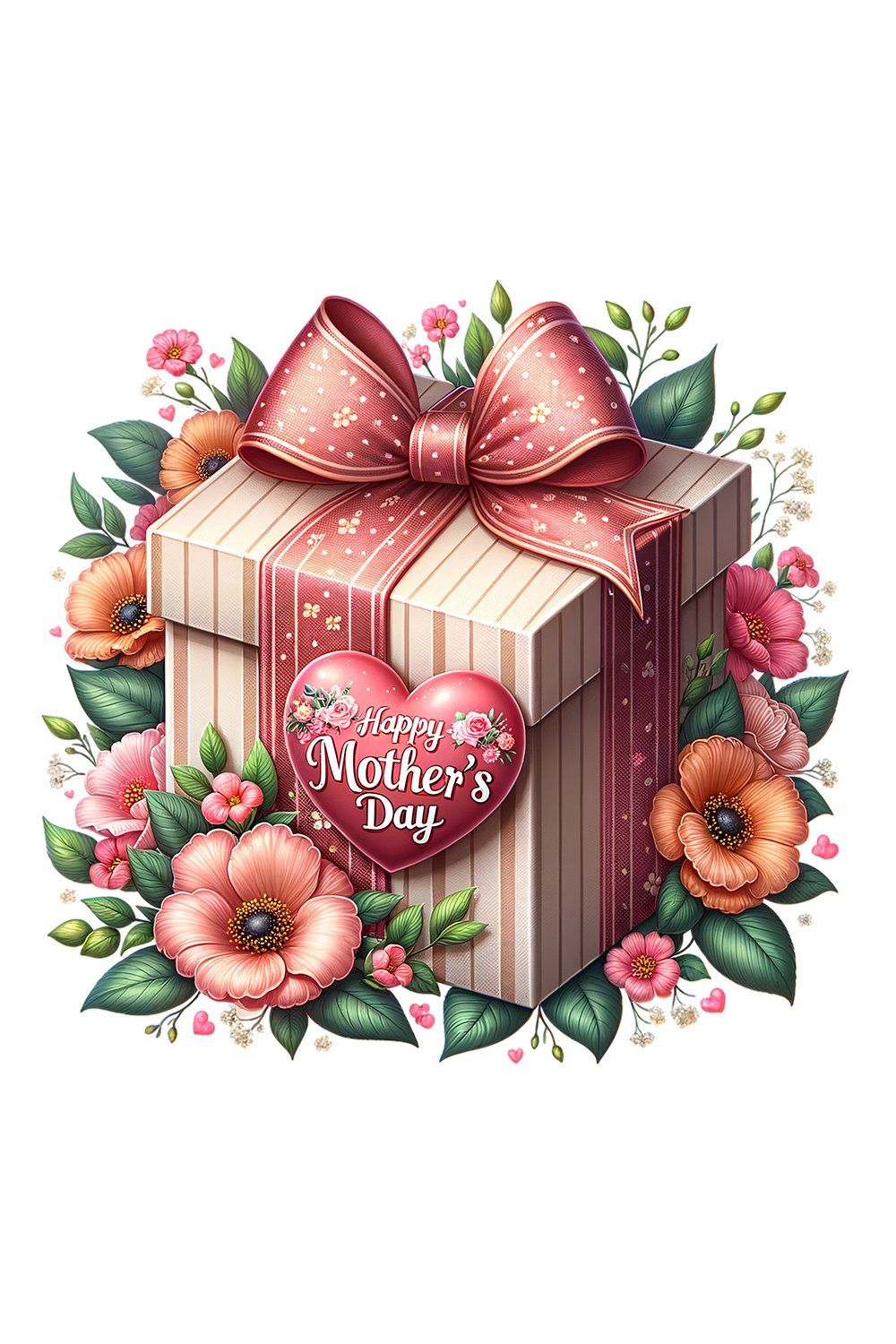 Mothers Day Gift Box with florals Clipart (3818419)