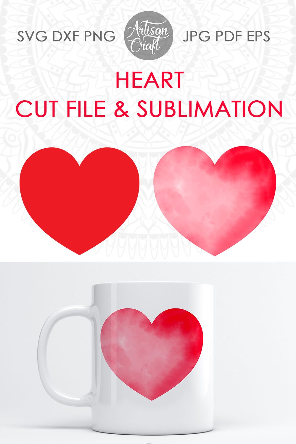 Heart SVG, watercolor heart PNG, heart sublimation PNG