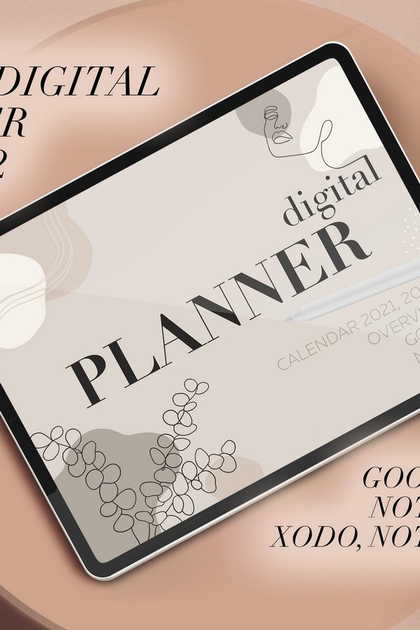 Dated Digital Planner 2021 2022 for iPad Calendar Lists Goal