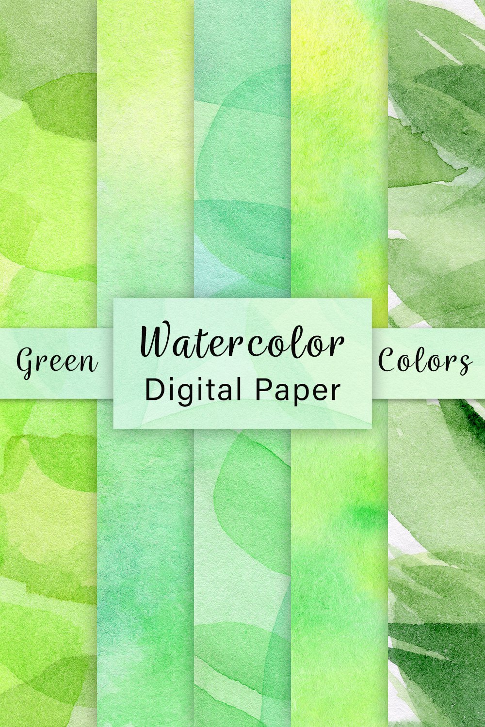 Green Digital Paper, Green Background, Watercolor Paper