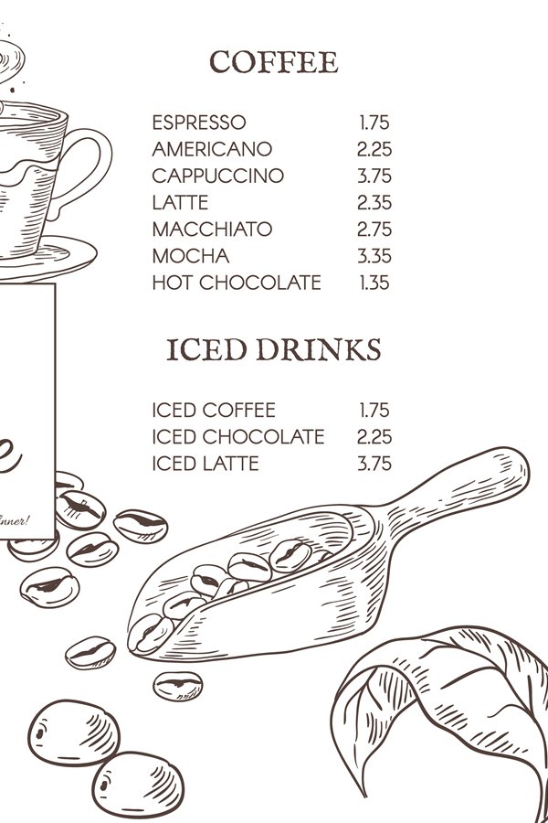 Coffee menu quotes. Hand drawn coffee elements for (1395327)