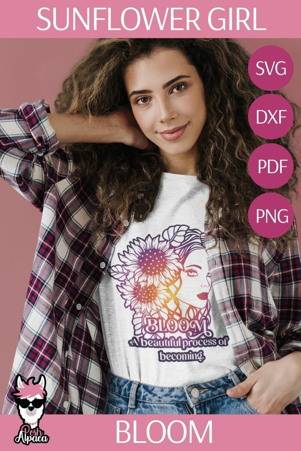 Girl with sunflowers SVG