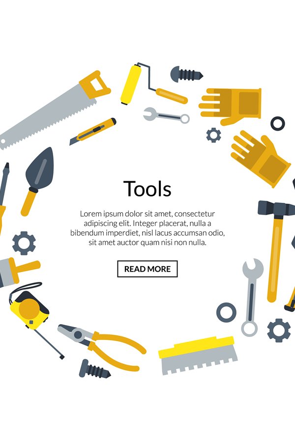 Vector flat construction tools in circle shape (872094)