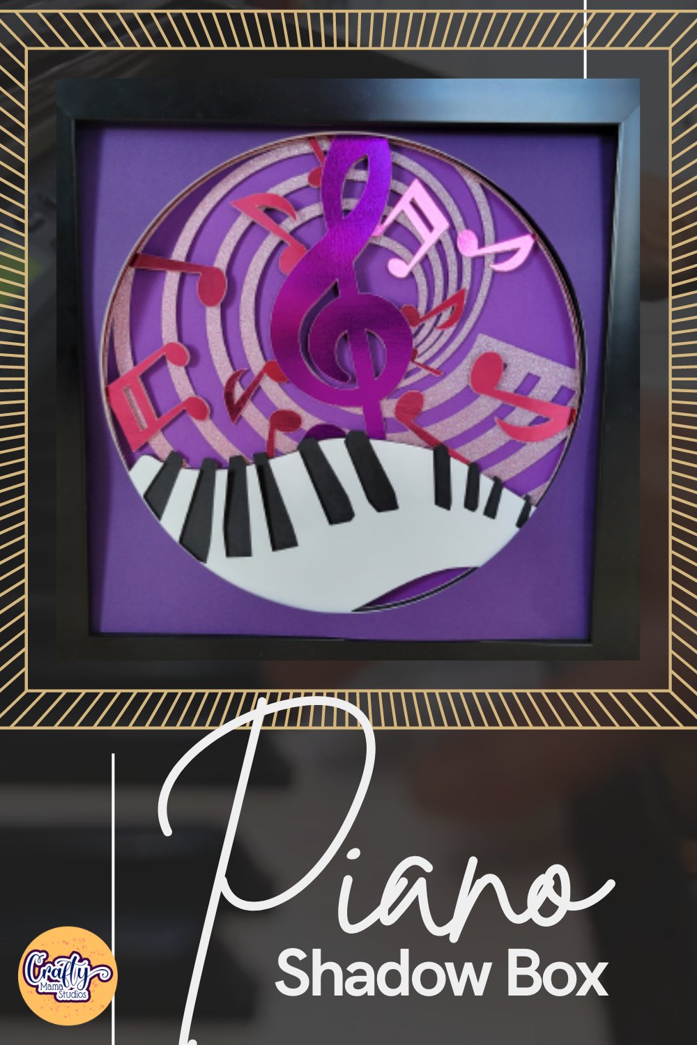 Piano Svg Shadow Box, 3D Layered Music Notes, Treble Clef