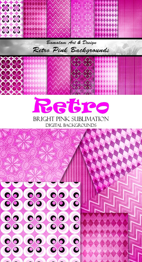 Bright Pink Retro Sublimation Backgrounds