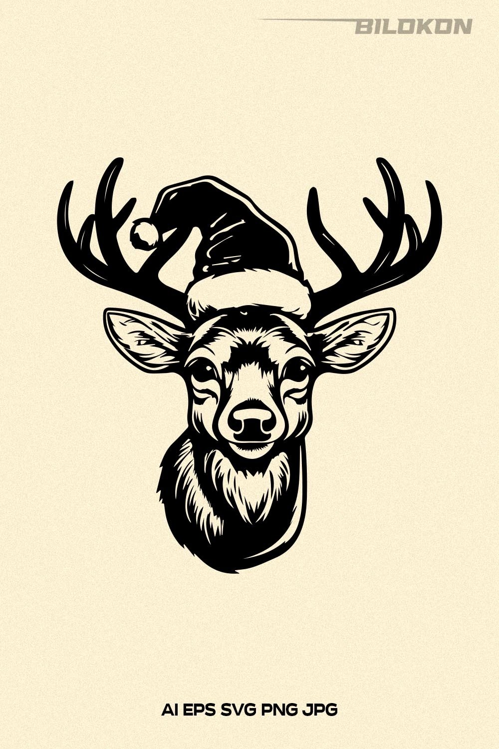 Deer in Santa hat, Christmas Reindeer SVG Vector