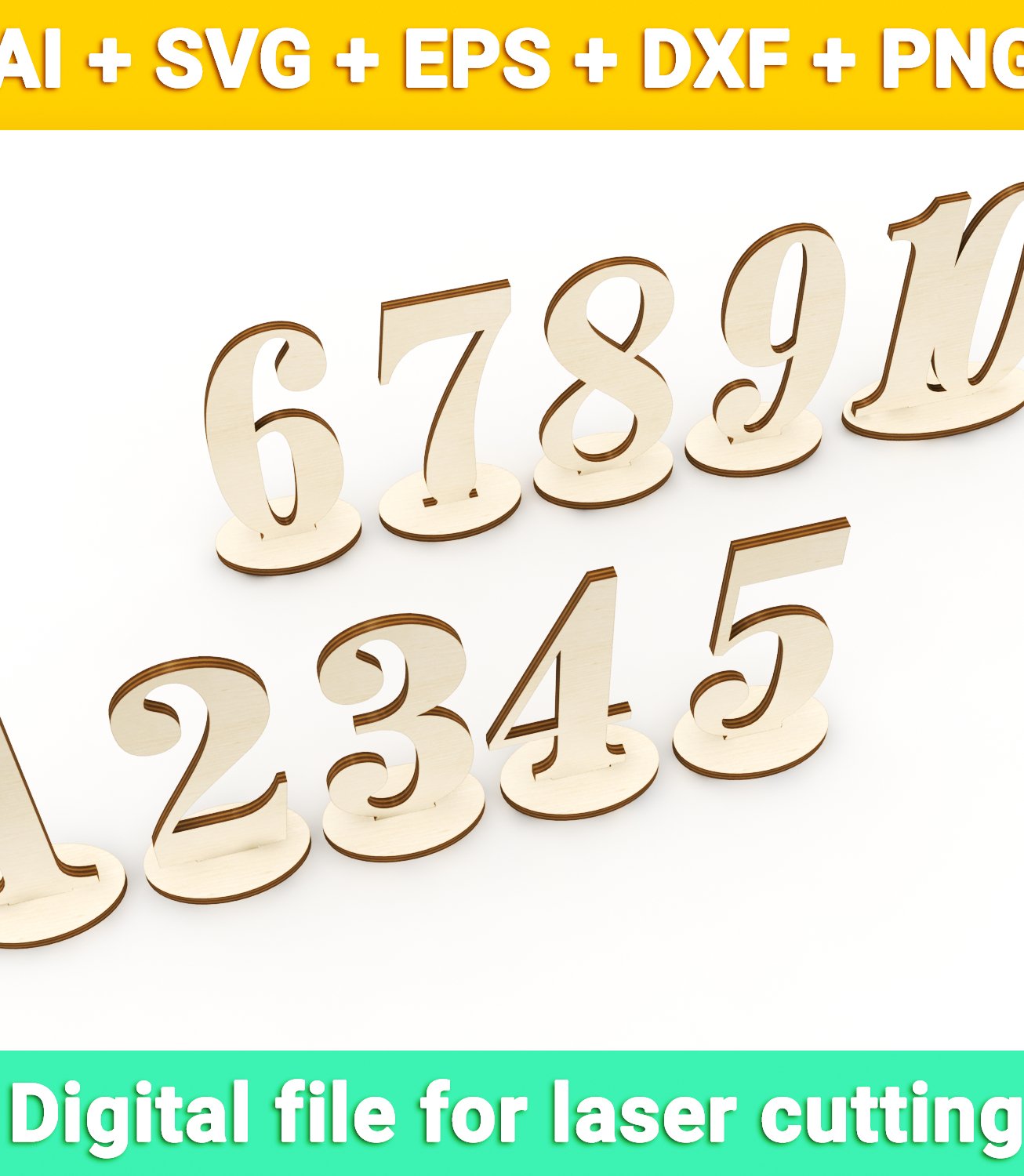 Numbers on a stand vector for CNC svg vector file