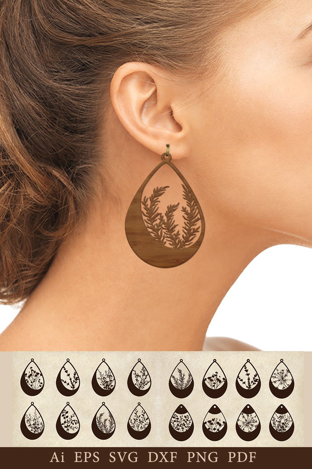 Earrings with natural elements. SVG (1225683)