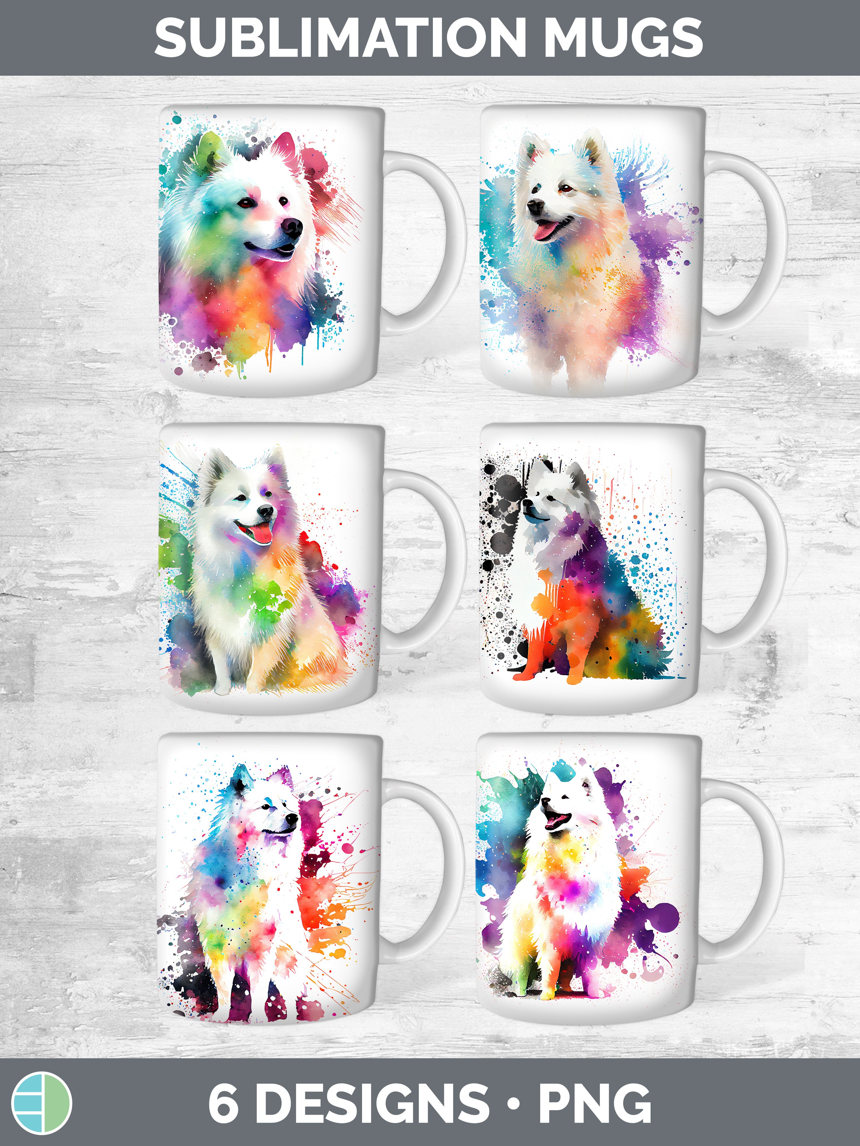 Rainbow American Eskie Dog Mug Wrap | Sublimation Coffee Cup