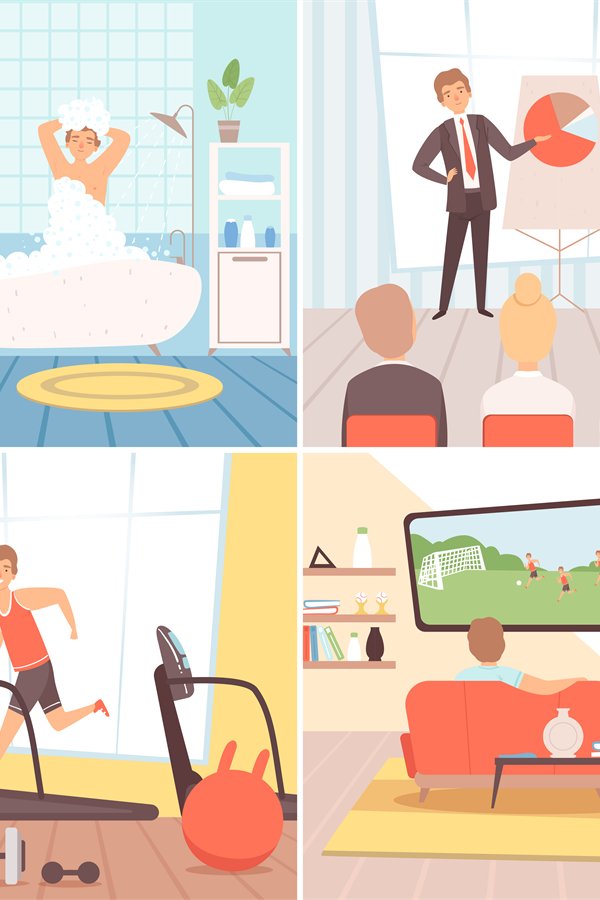 Daily routine background. Busy businessman everyday lifestyl