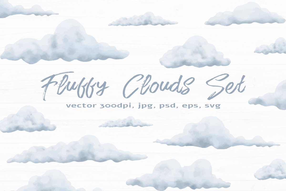 Fluffy clouds set vector