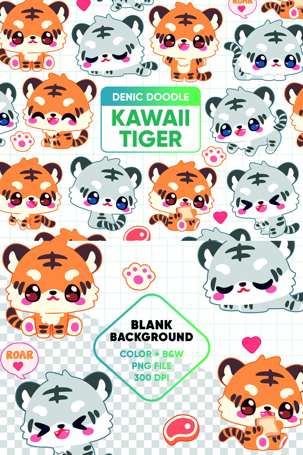 Cute Tiger Clipart Playful and Whimsical Animal Illustration