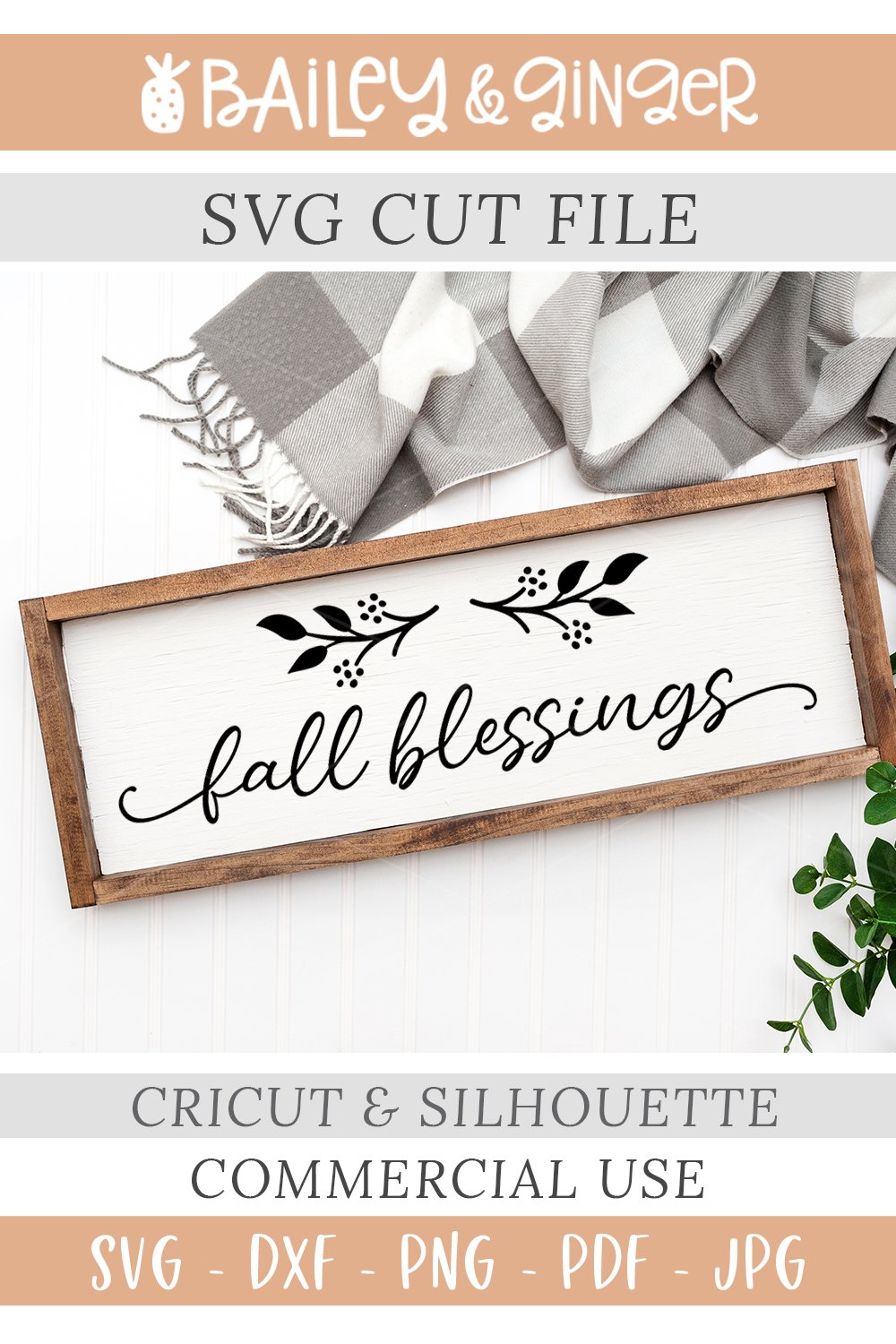 Fall Blessings SVG Cut File - Autumn Farmhouse Sign SVG
