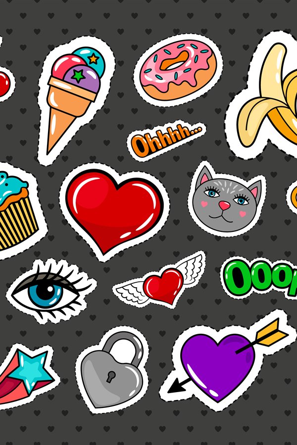 Sweet quirky badges set