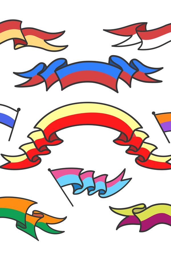 Cartoon colorful ribbons set