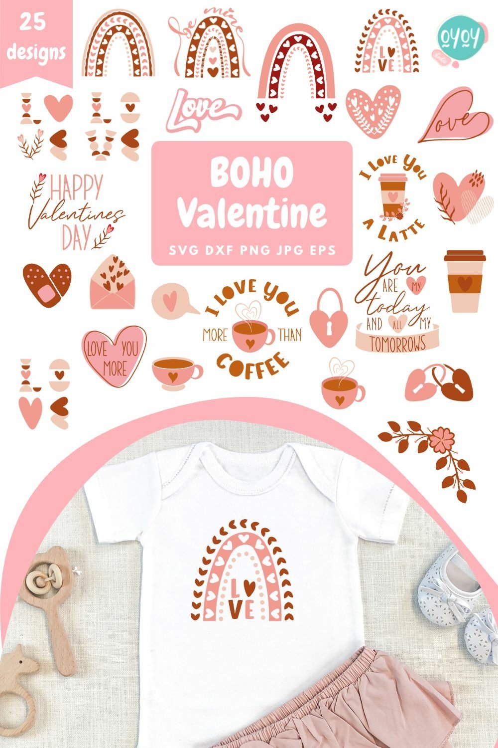 Boho Valentine's Day SVG Bundle, Valentines Sublimation png