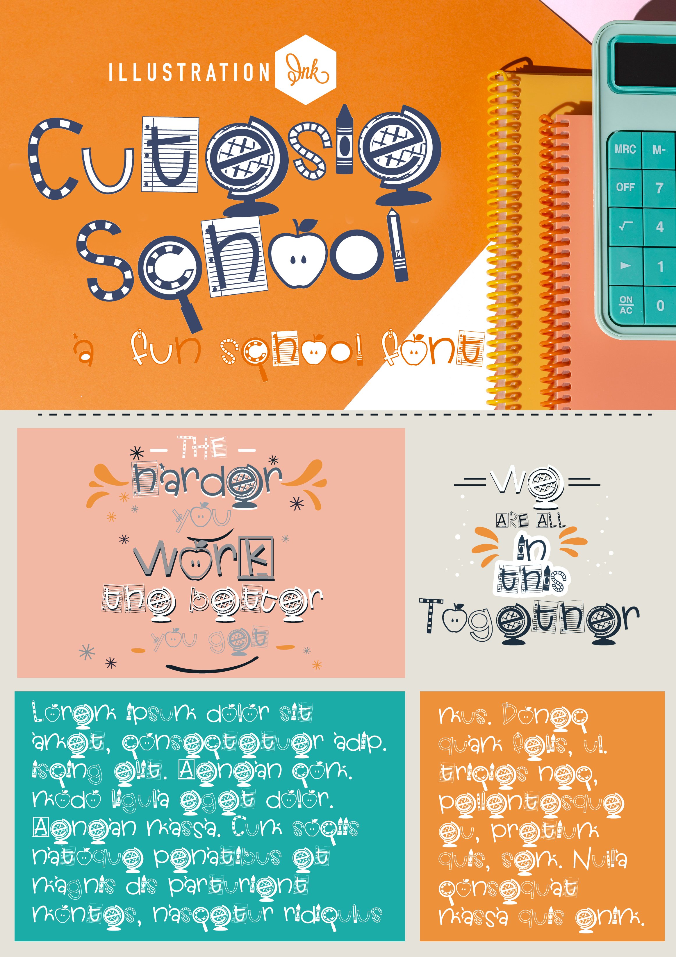 Hand-crafted, youthful school font for teachers and students
