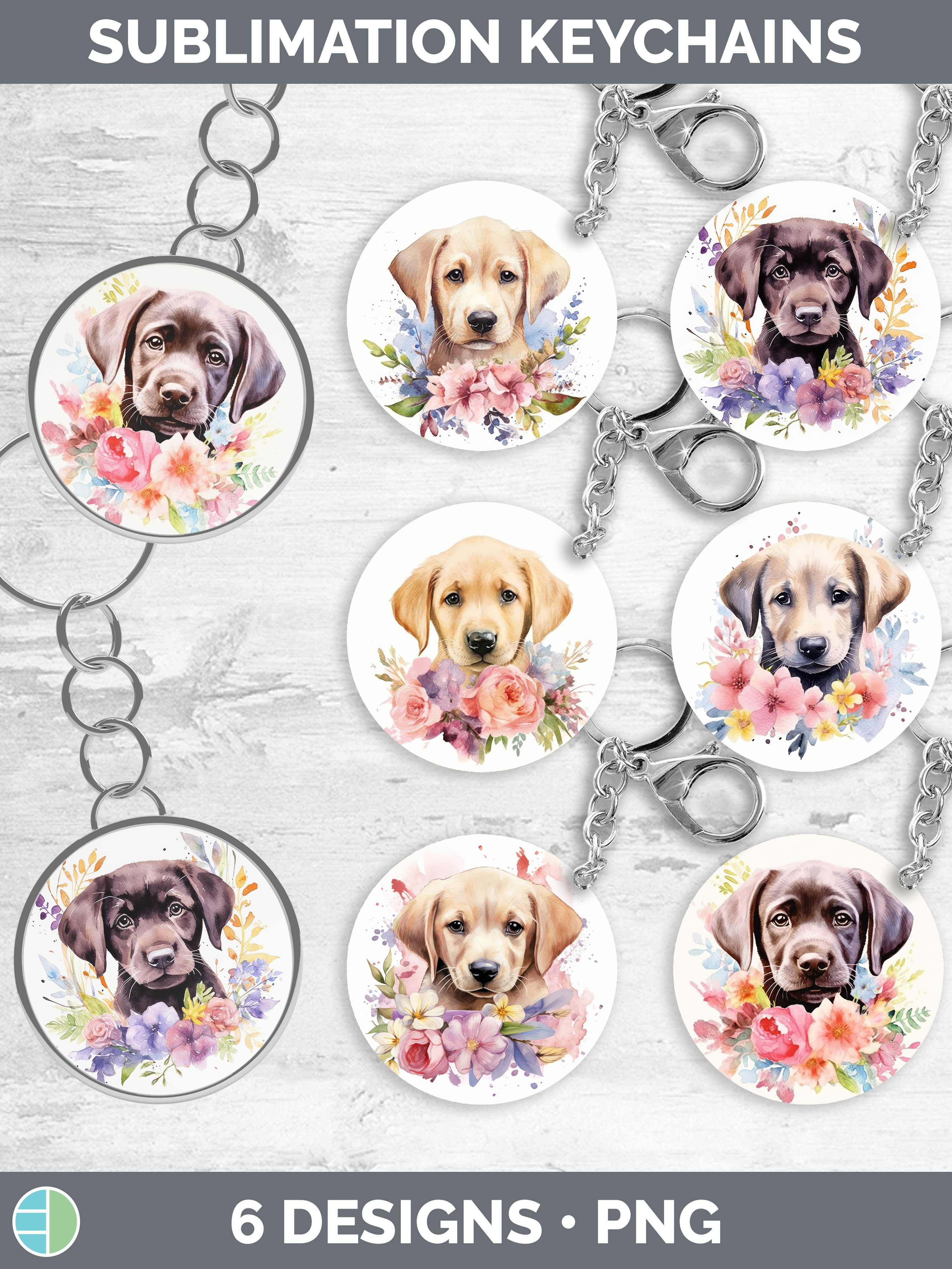 Watercolor Labrador Retriever Dog Keychain | Sublimation Key