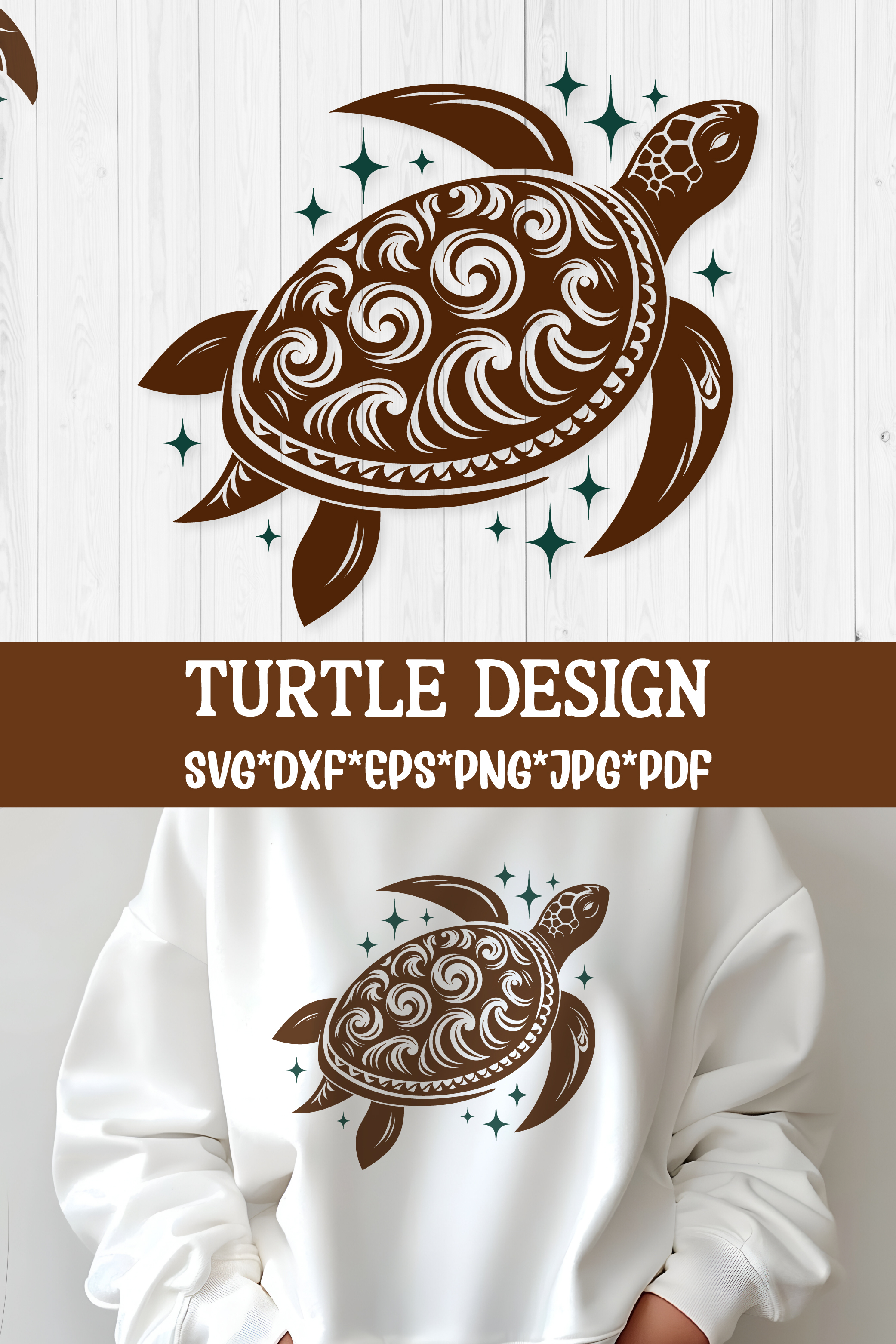 Ornamental Sea Turtle SVG | Tribal Turtle Mandala (5900888)