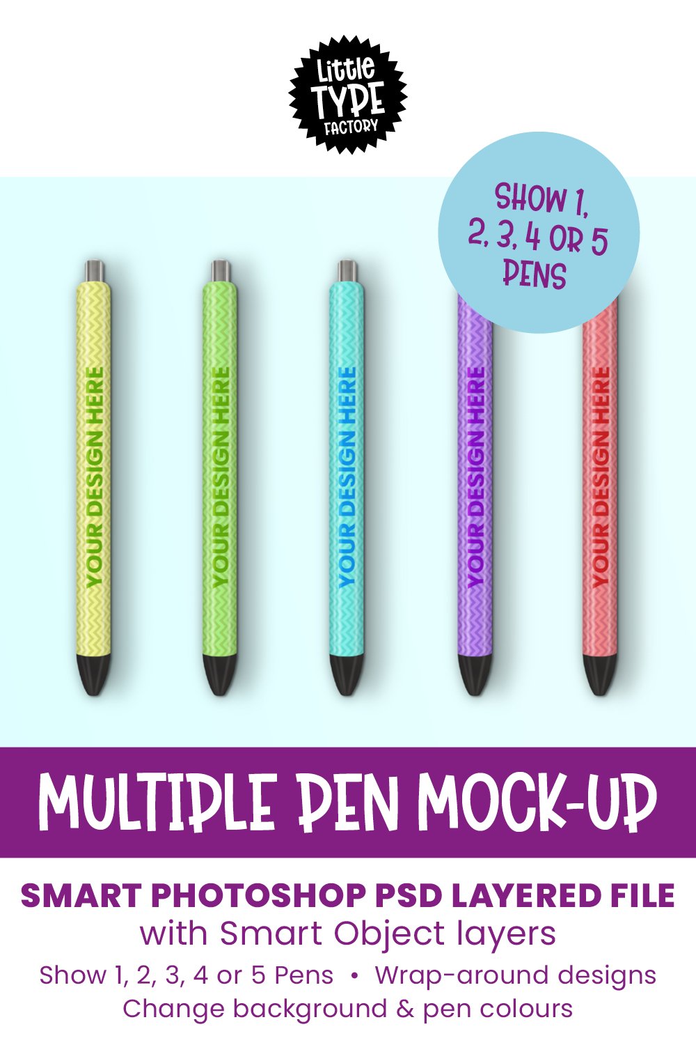 MULTIPLE PEN MOCKUP PSD | Smart Layered PSD File