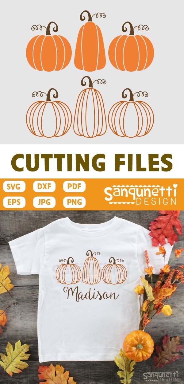 Pumpkin trio SVG, fall pumpkins cut file
