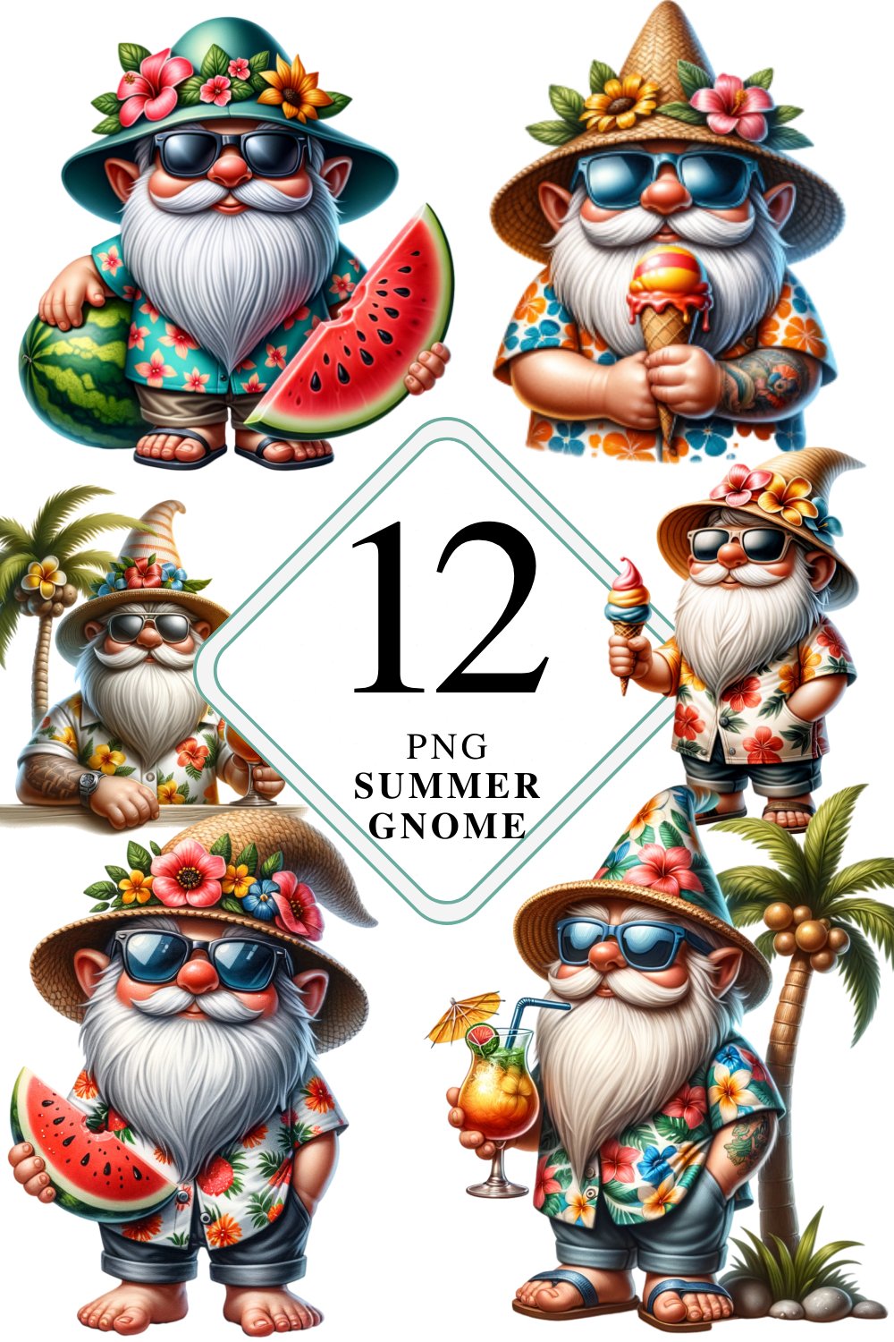 Summer Gnome Clipart, Summer Gnome sublimation