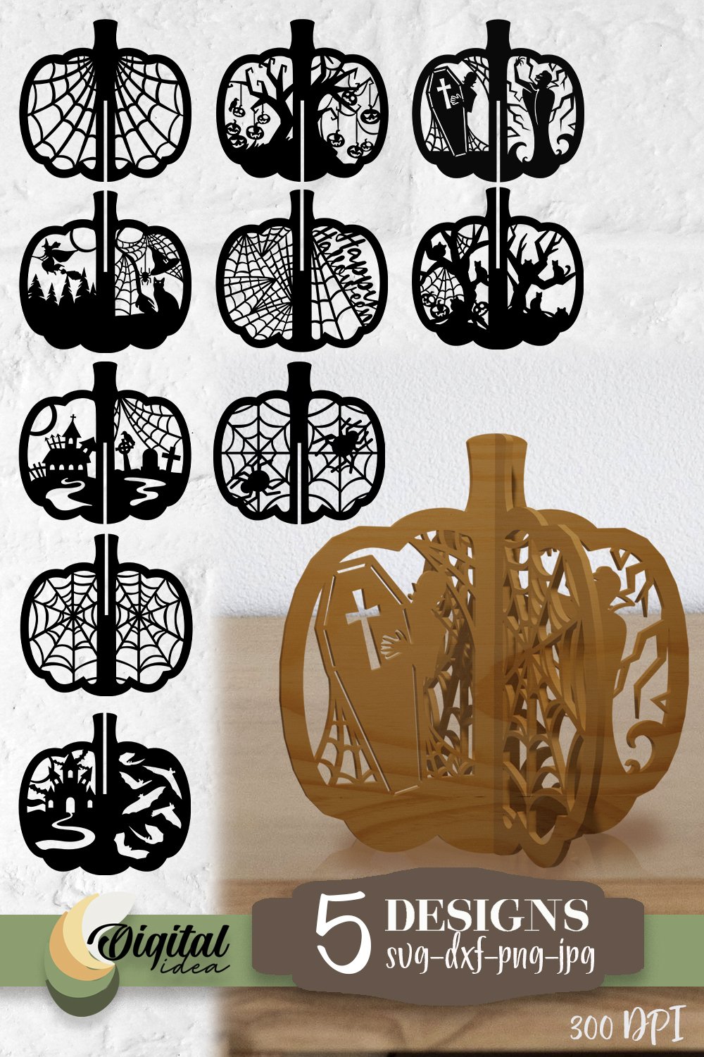 Halloween Pumpkin laser cut file. 3D pumpkin (2050093)