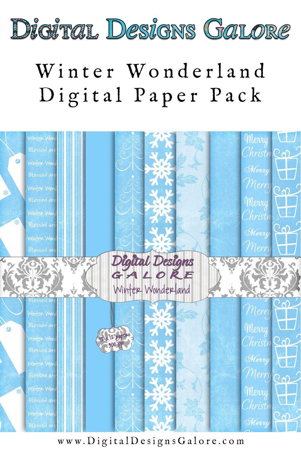 Winter Wonderful Digital Paper Pack | Christmas Papers