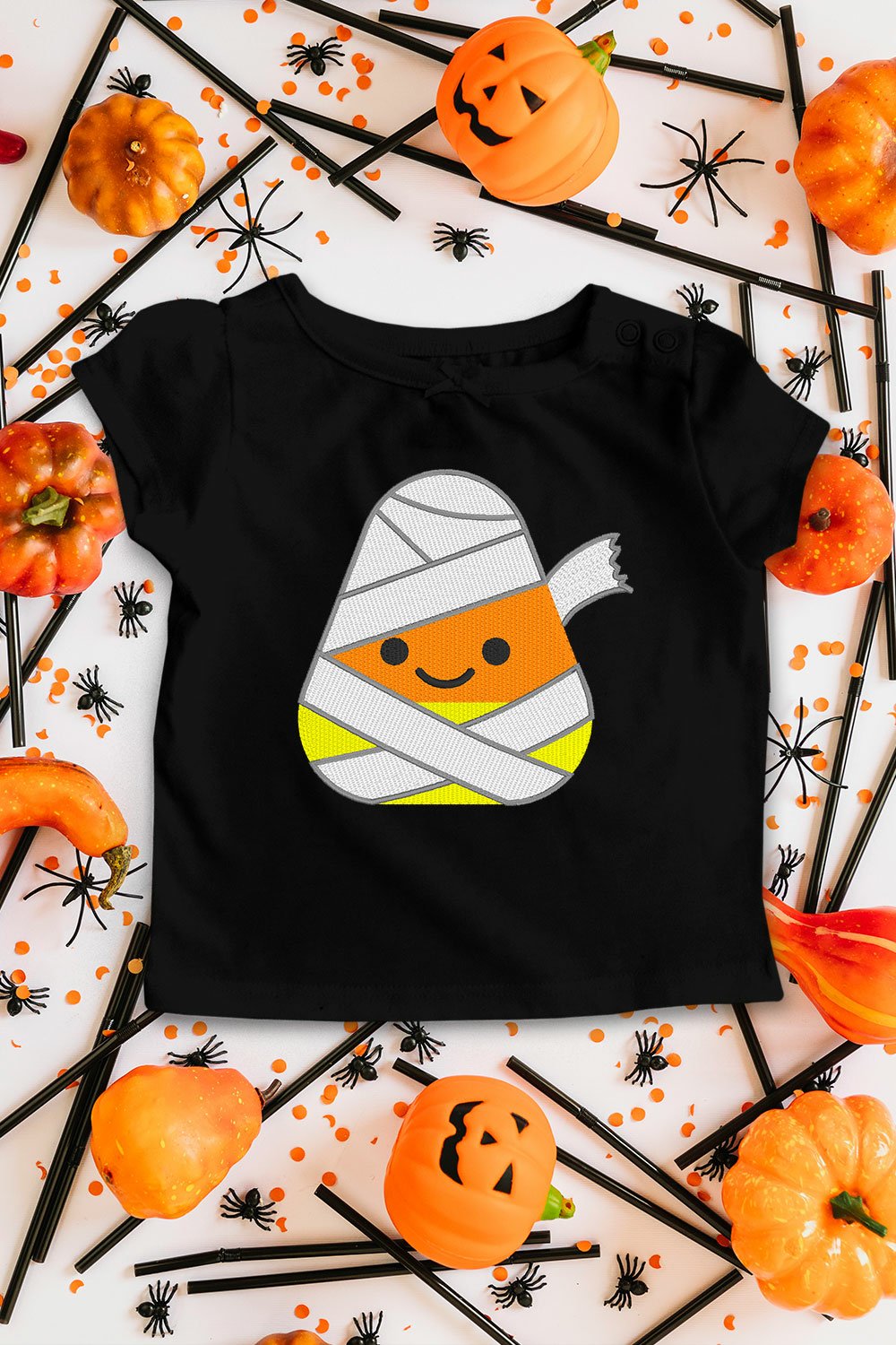 Spooky Candy Corn Mummy Halloween Embroidery File