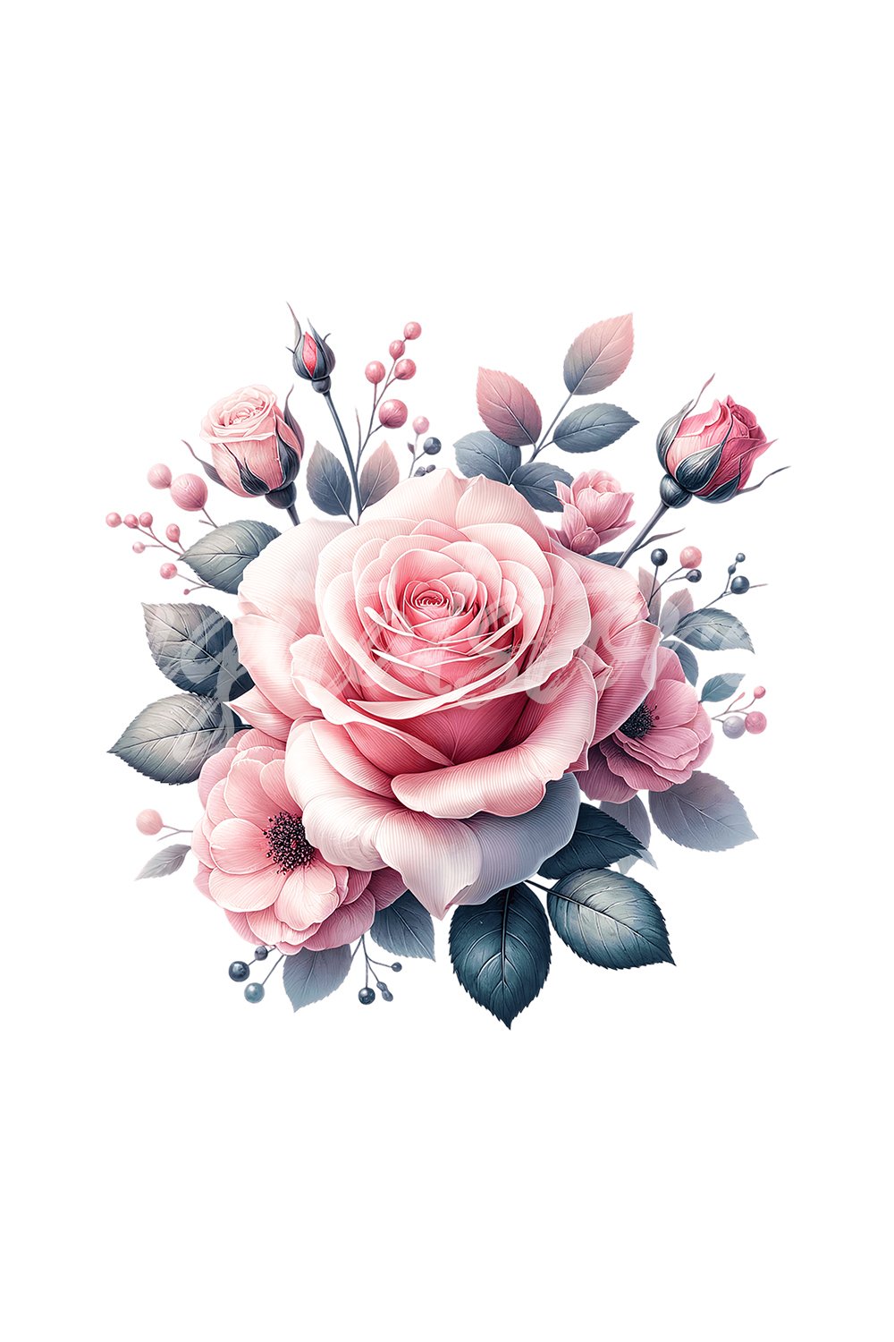 Blush Pink Rose Clipart, Pastel Rose Clipart (3738249)