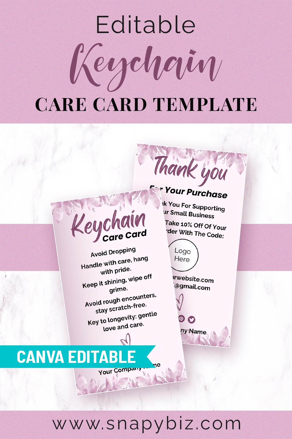 Keychain Care Card Template