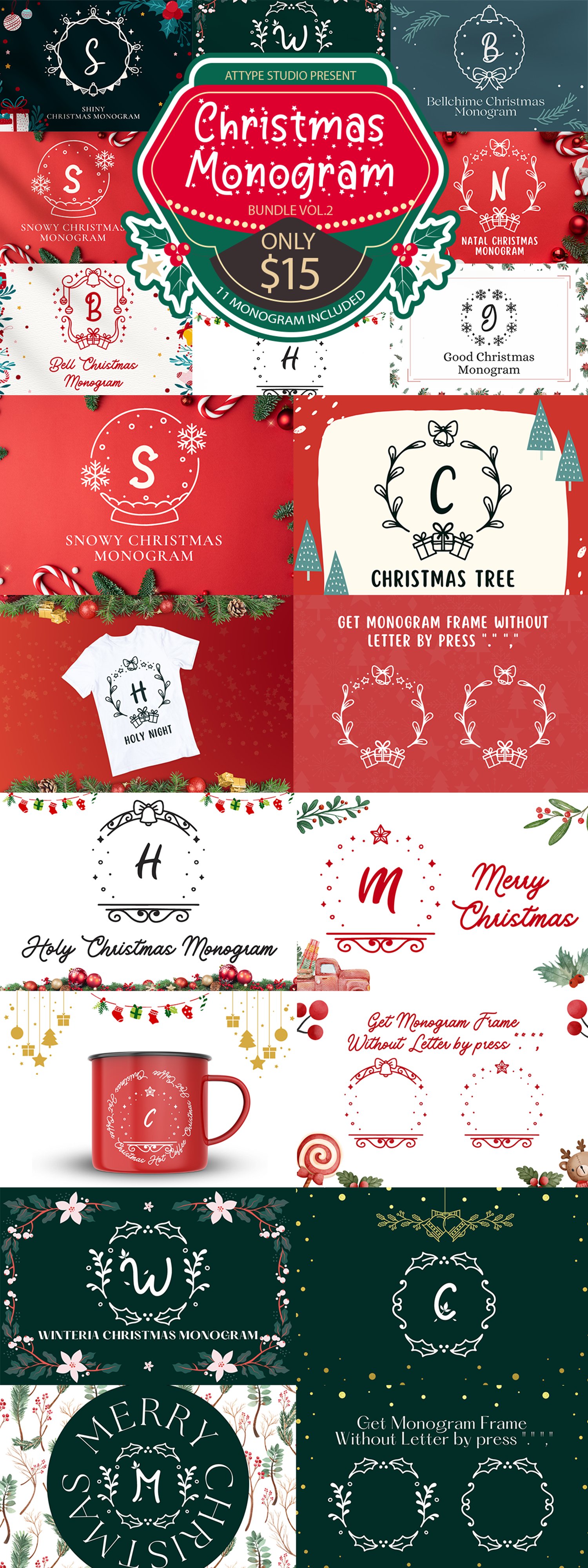 Christmas Monogram Bundle Vol 2 (2268141)