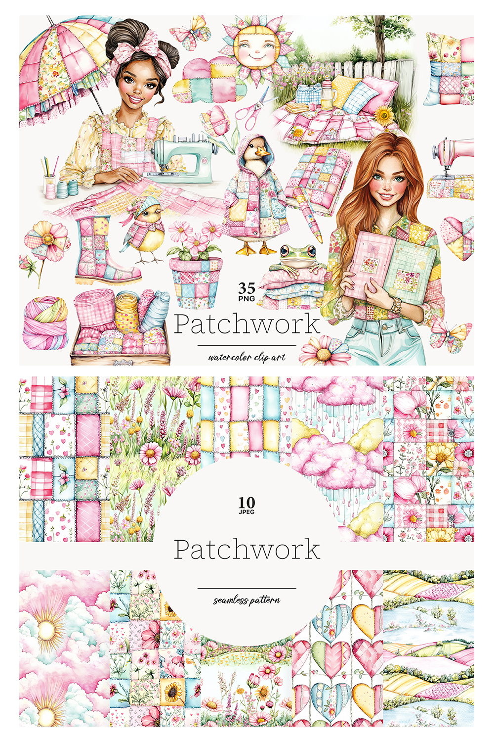 Spring Digital Papers | Cottagecore Seamless Patterns