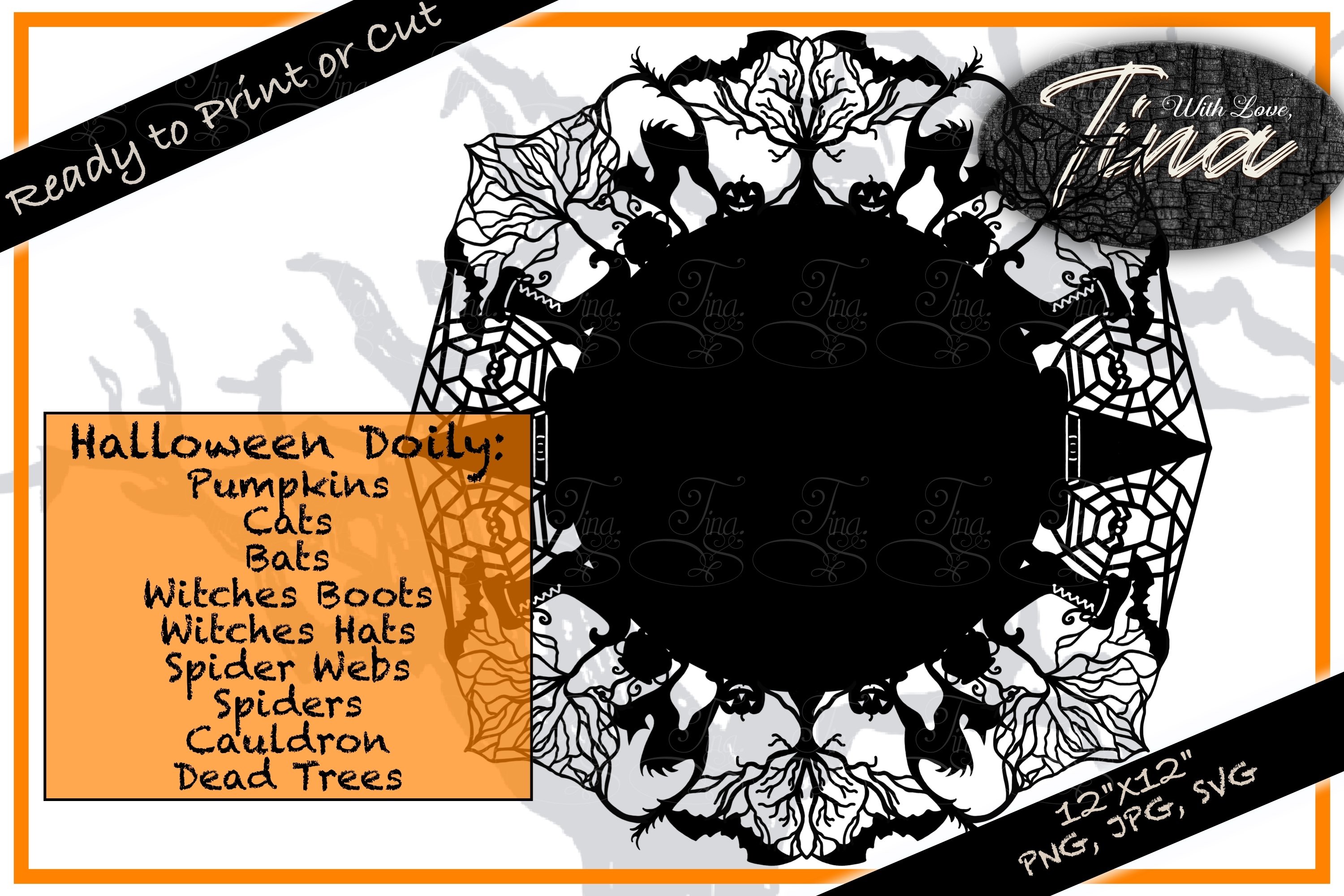 Halloween Mandala Doily Pumpkin Cat Witches Dead (918460)