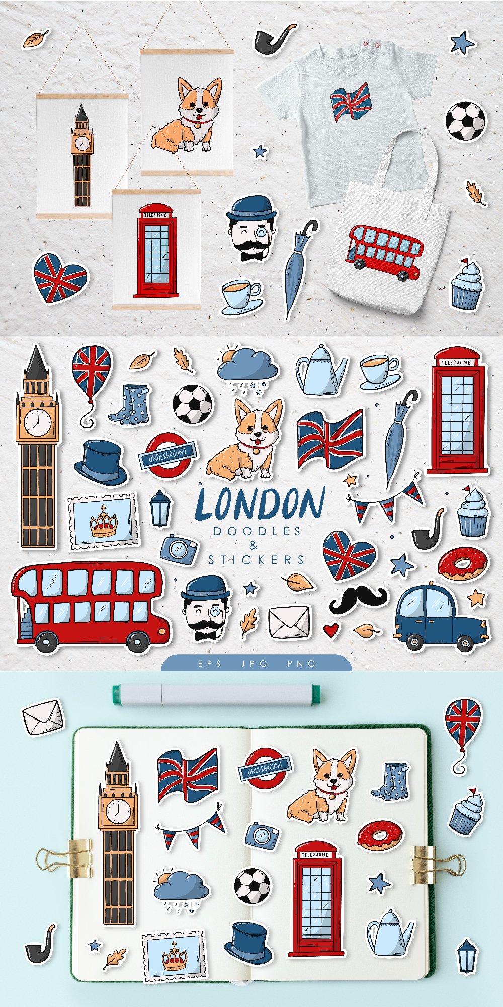 28 LONDON & GREAT BRITAIN stickers and doodles