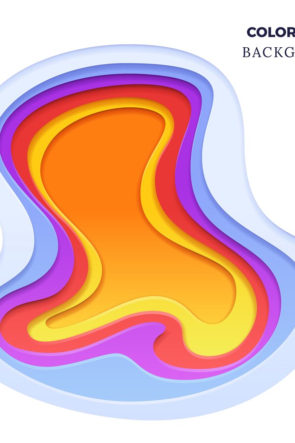 Paper cut color shapes. Layed paper origami