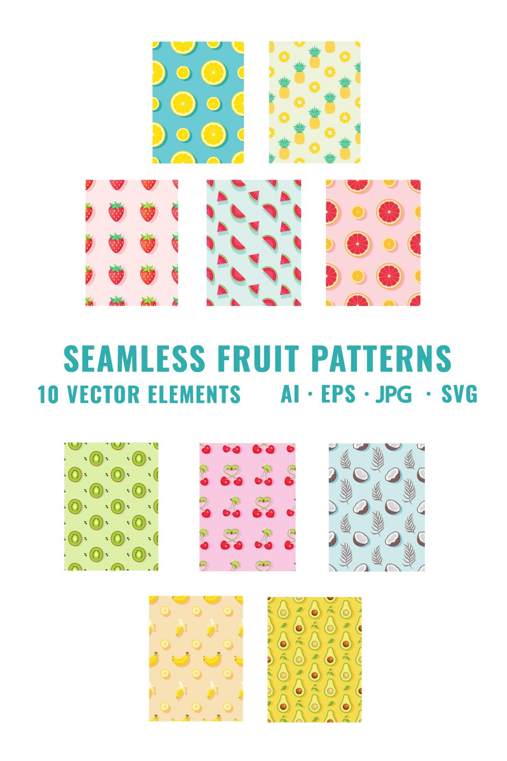 10 Fruit seamless pattern/ Fruit pattern