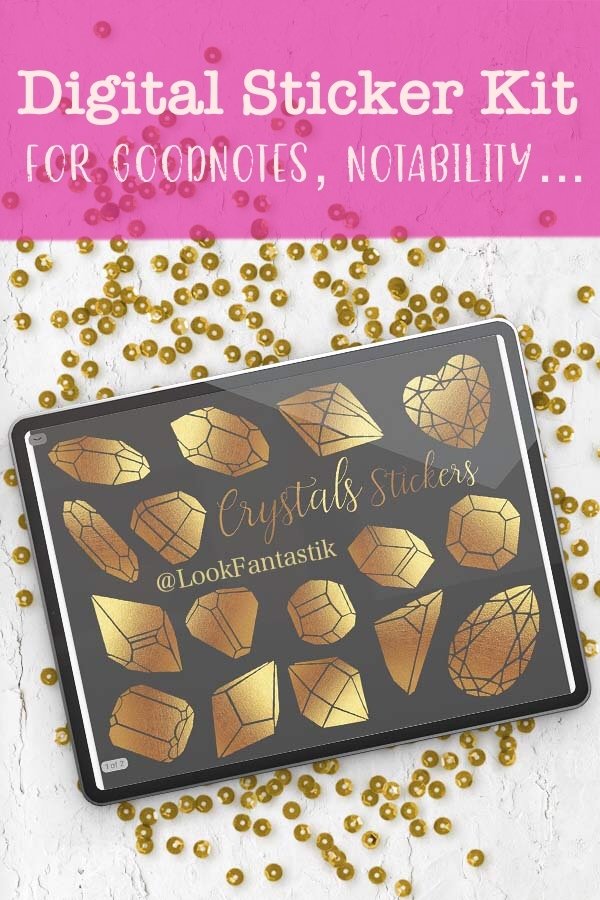 Gold Crystals Digital Sticker Set For GoodNotes (1129349)