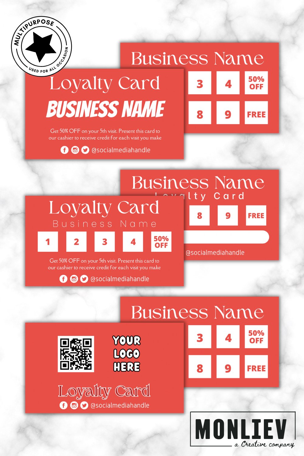 3 sets Red Background Multipurpose Business Loyalty Reward