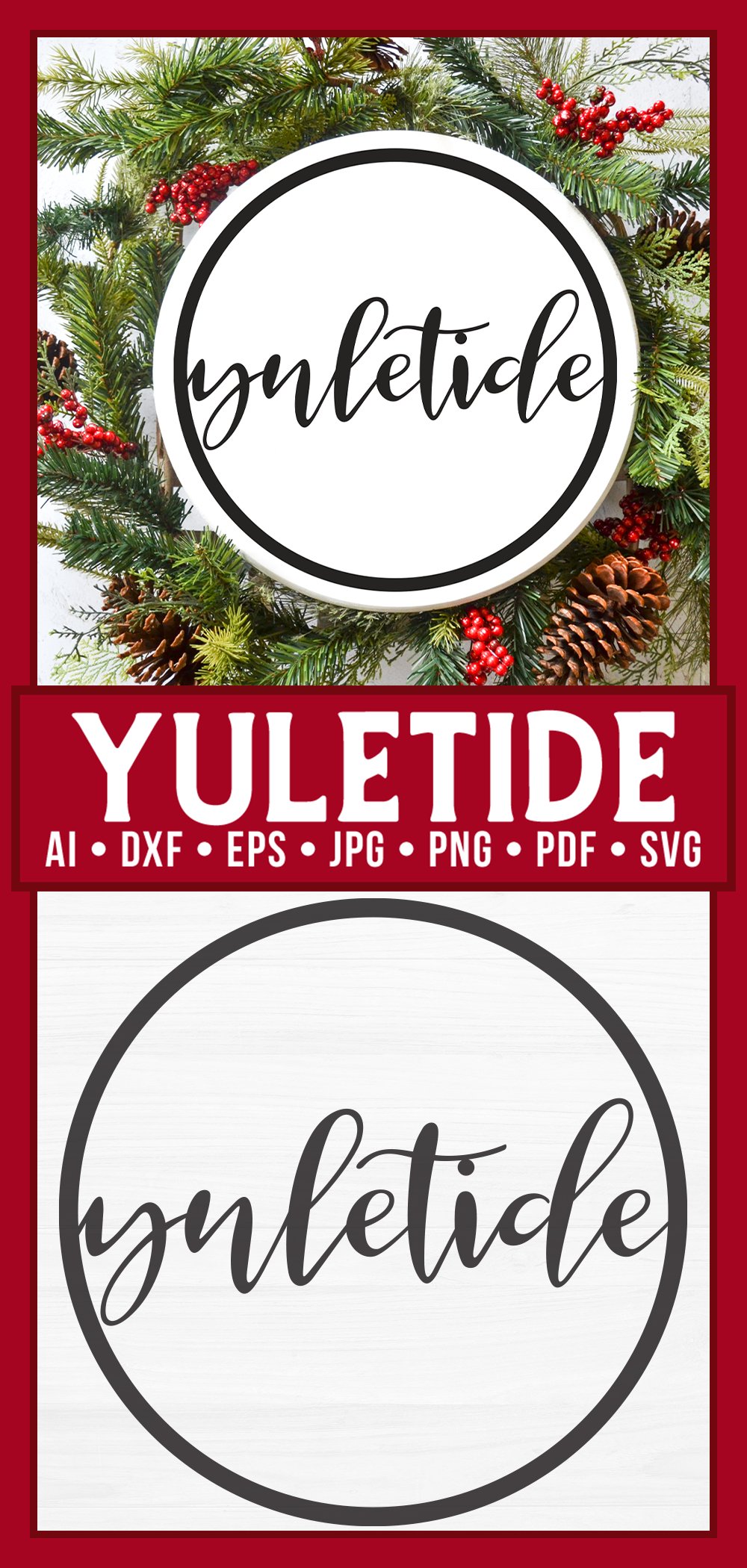 Yuletide Round Sign SVG