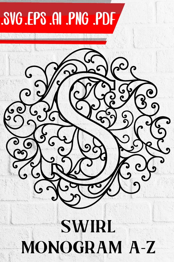 Swirl Monogram A-Z svg eps png ai pdf