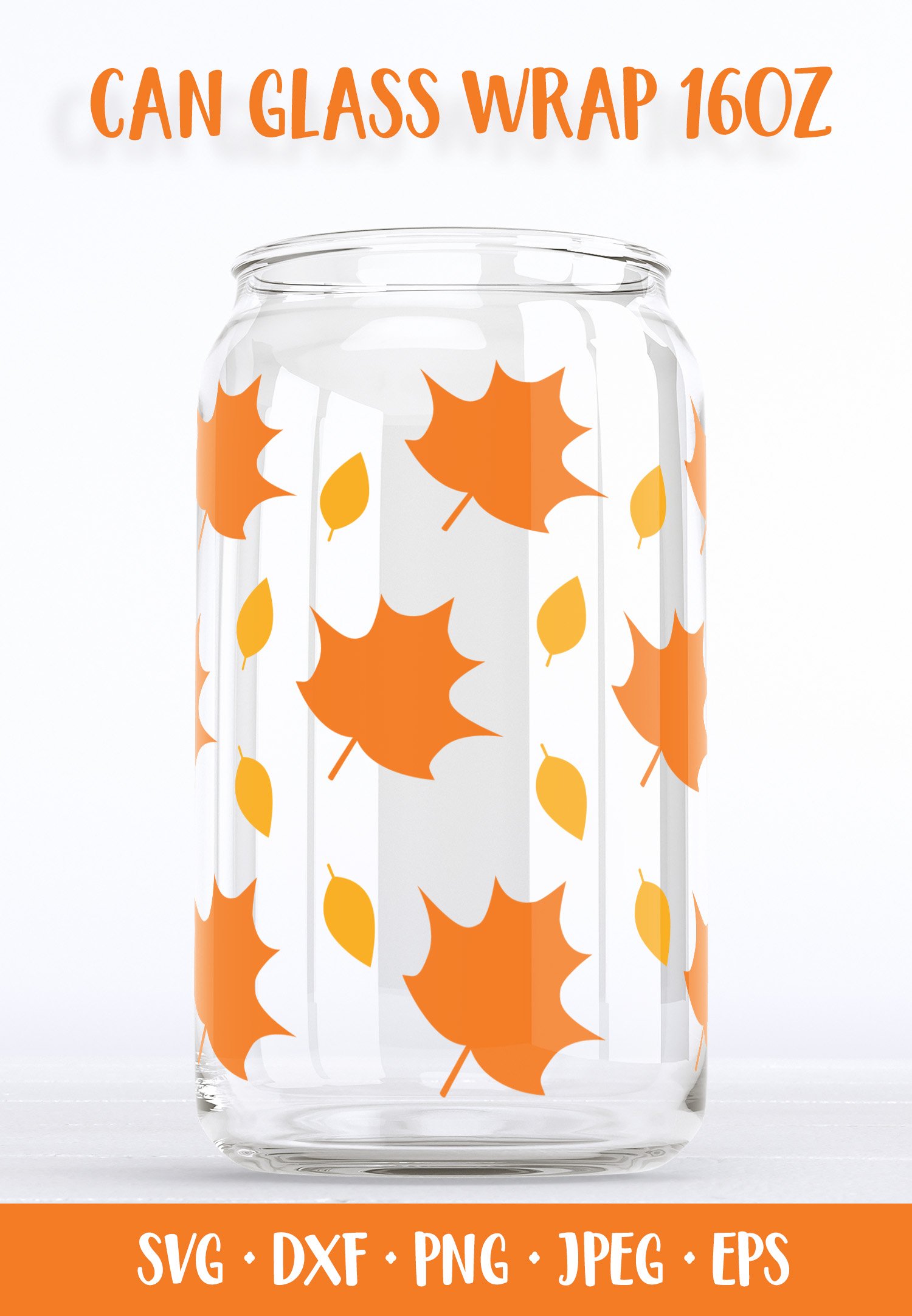 Fall Leaves Can Glass Wrap SVG. Autumn Glass Can