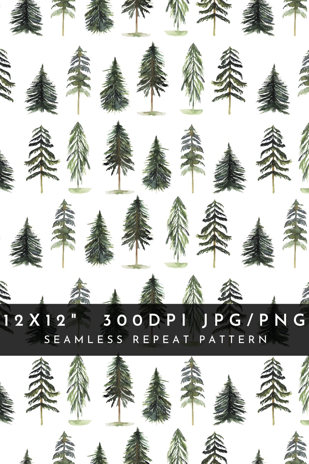 Pine Trees Christmas Seamless Pattern Digital Paper Winter